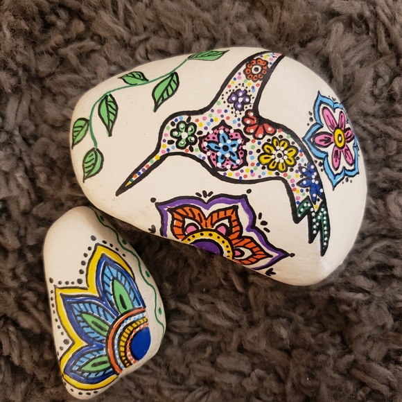 Hand Crafted | Other | Hummingbird Painted Rock Set | Poshmark